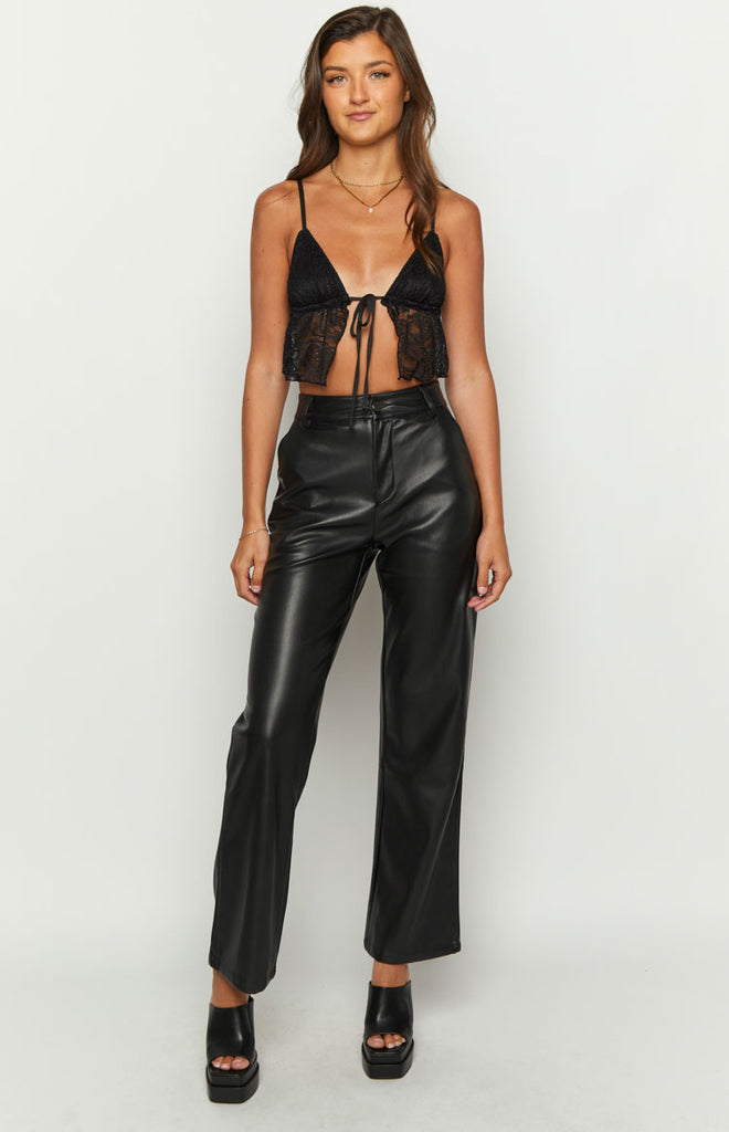 Alexia Black Lace Tie Up Top – Beginning Boutique