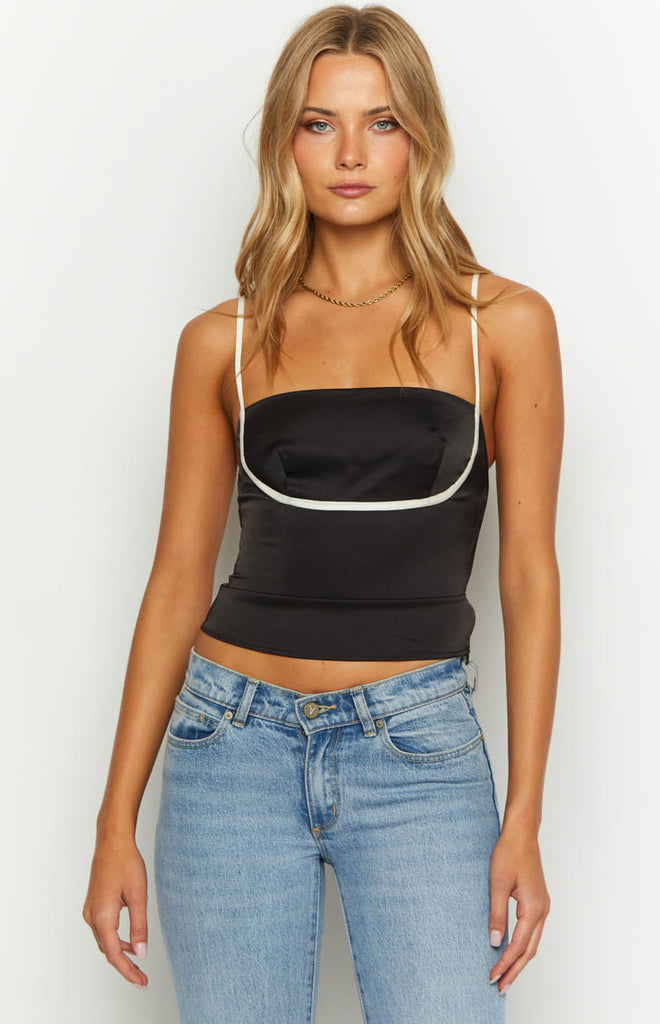 Tamra Black Low Back Top – Beginning Boutique