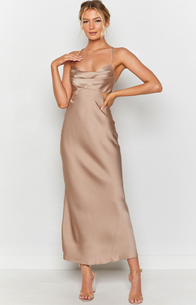 Taleah Cut Out Maxi Dress Mocha – Beginning Boutique