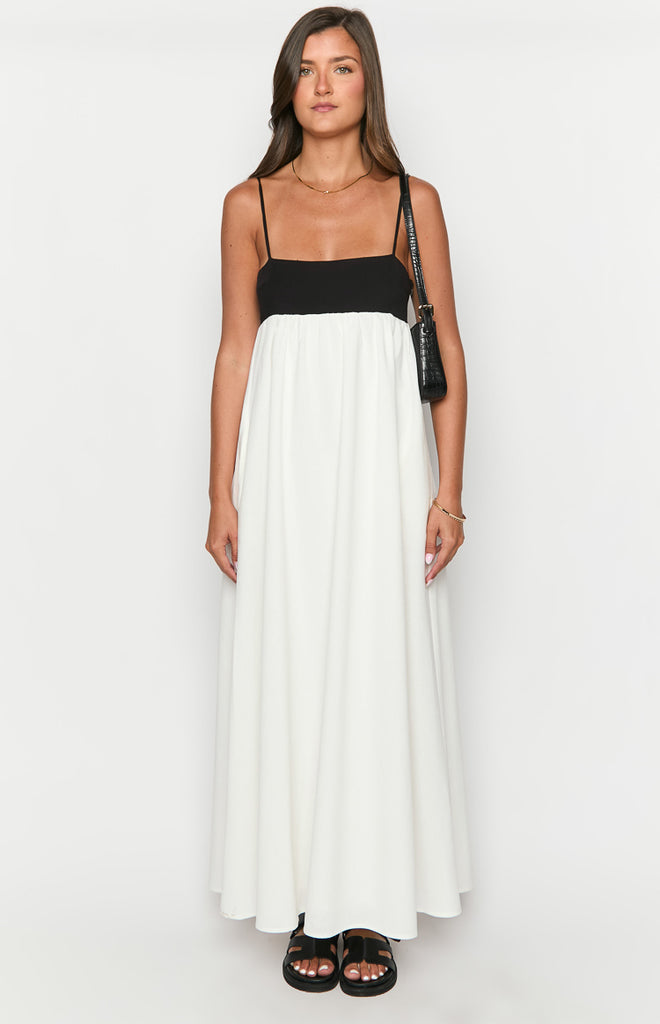Akari White Contrast Maxi Dress – Beginning Boutique