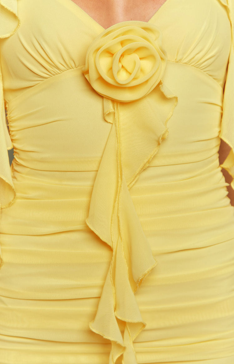 Aella Yellow Ruffle Mini Dress – Beginning Boutique