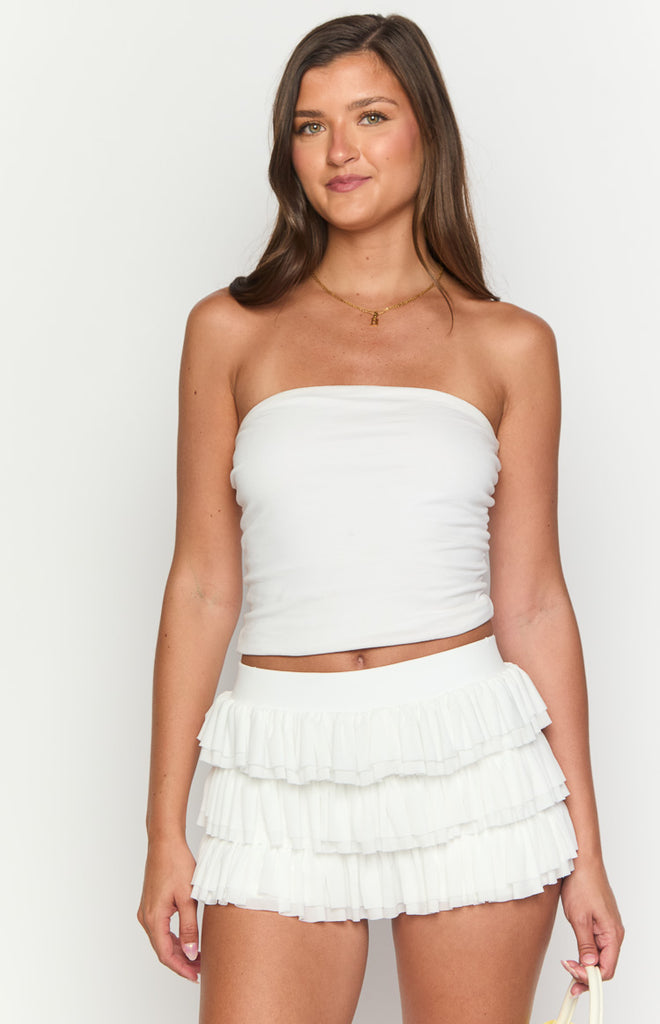 Belle White Ruffle Shorts – Beginning Boutique