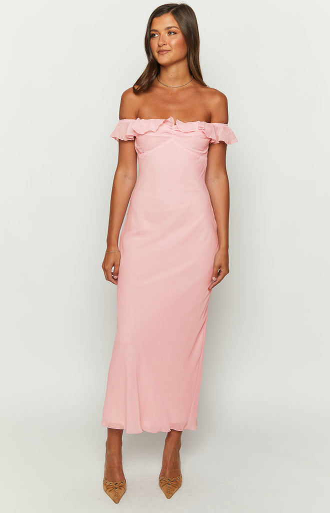 Bellflower Pink Chiffon Maxi Dress – Beginning Boutique