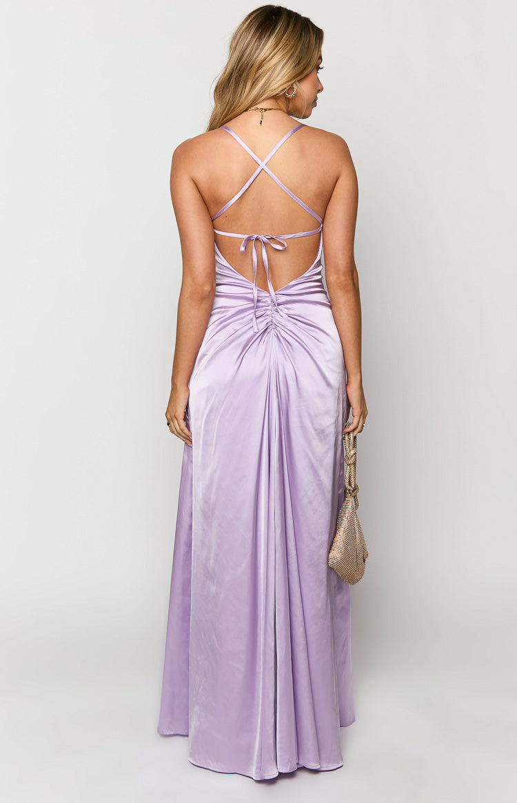 Blaise Lilac Satin Maxi Dress – Beginning Boutique