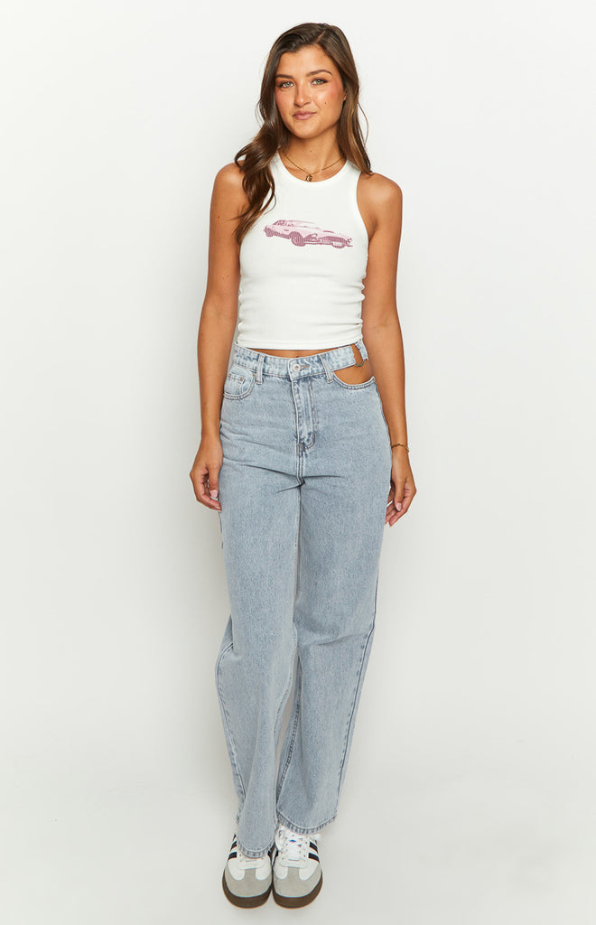 Blue Blaze Mid Wash Denim Cut Out Jeans – Beginning Boutique