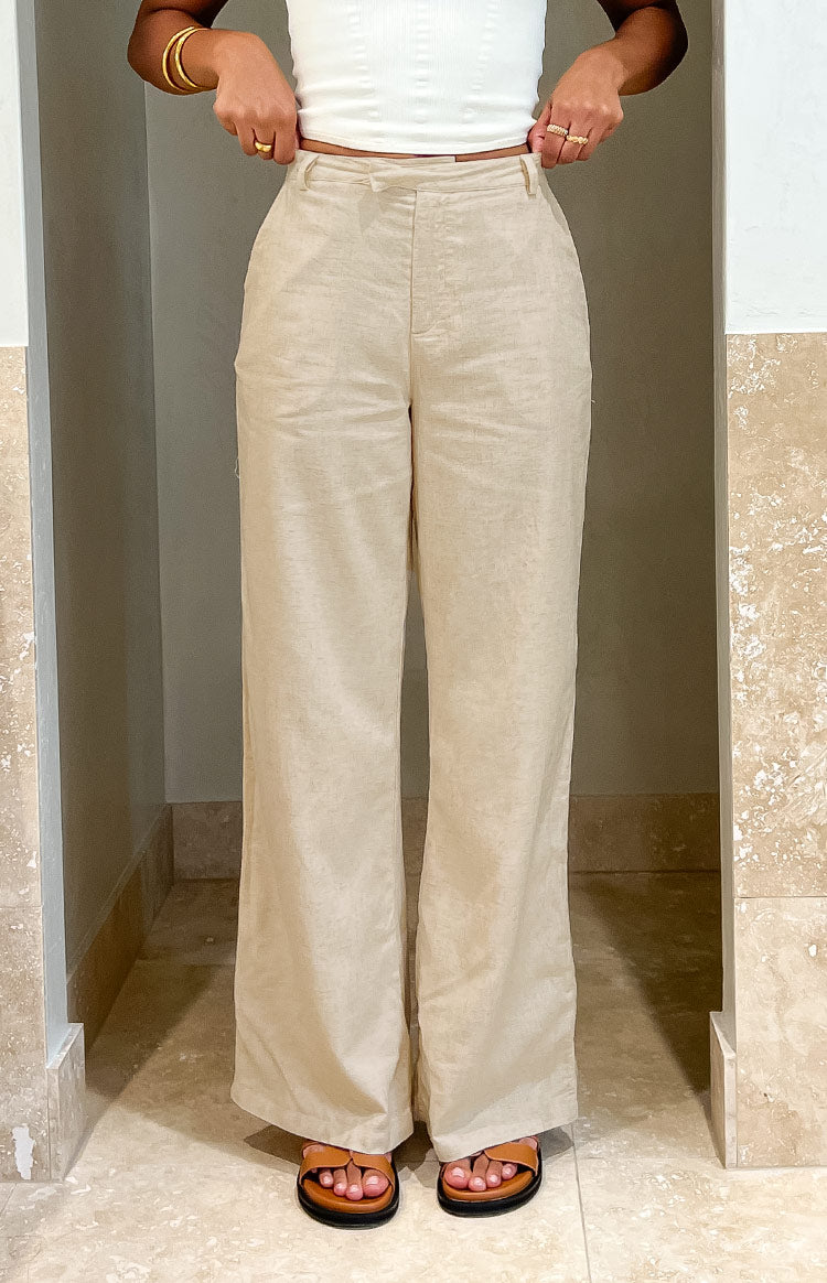 Cabo Cream Linen Blend Pants | Beginning Boutique AU