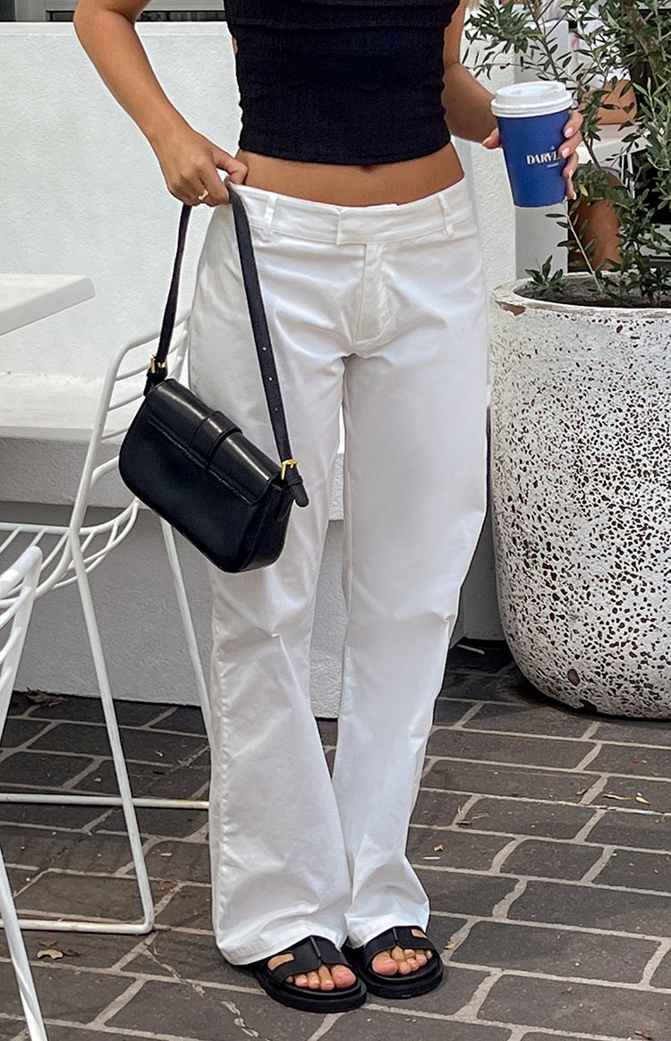 Cathryn White Mid Rise Pants | Beginning Boutique AU
