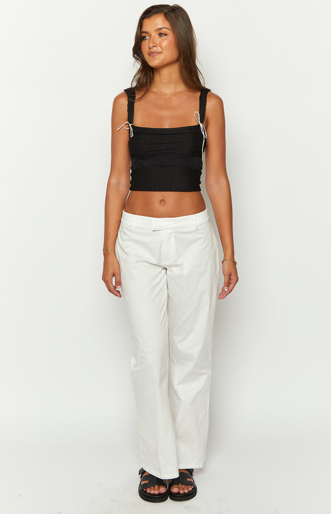 Cathryn White Mid Rise Pants – Beginning Boutique