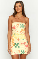 Lee White Roma Print Strapless Mini Dress – Beginning Boutique