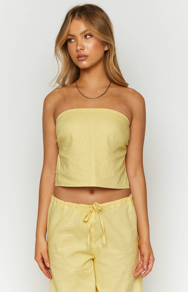 Ibiza Yellow Strapless Top – Beginning Boutique