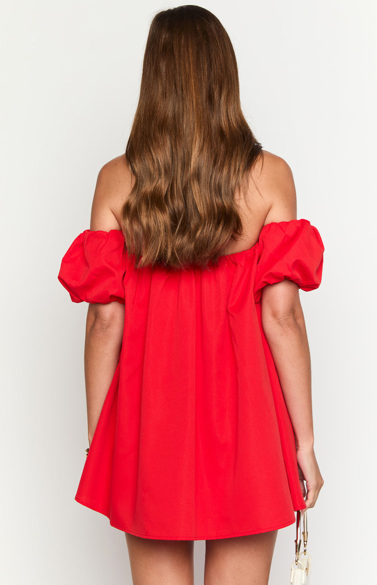 Jozette Red Off The Shoulder Mini Dress – Beginning Boutique