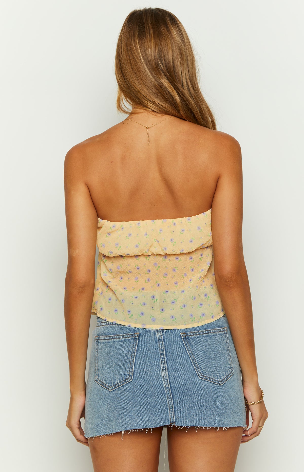 Lou Lou Yellow Floral Strapless Top – Beginning Boutique