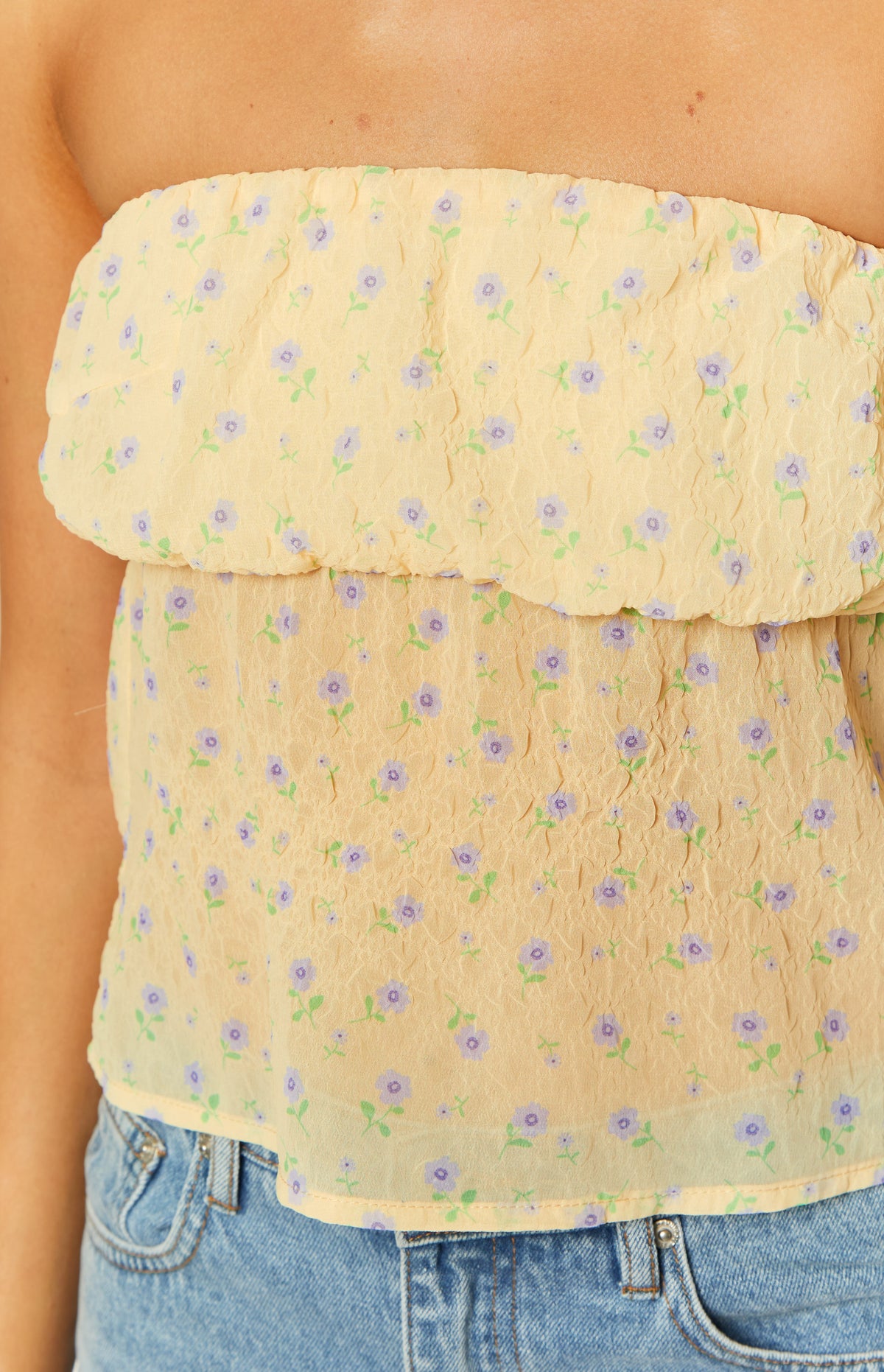 Lou Lou Yellow Floral Strapless Top – Beginning Boutique