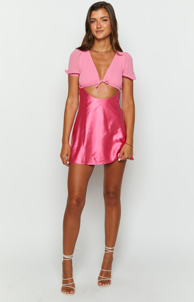 Maxine Pink Cap Sleeve Mini Dress – Beginning Boutique