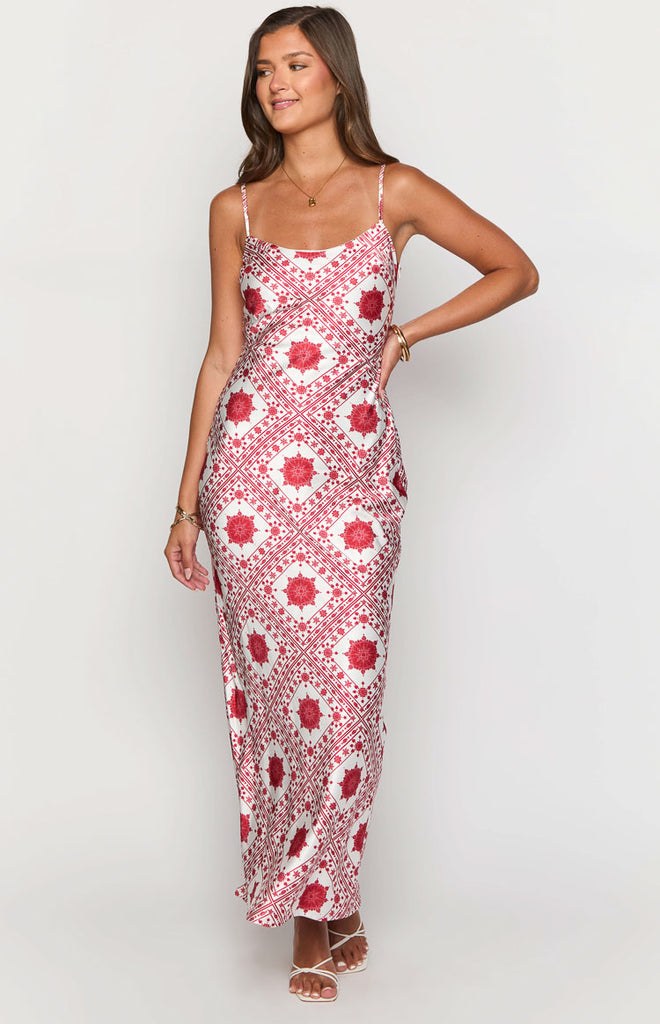 Renesmee Red Tile Print Maxi Dress – Beginning Boutique