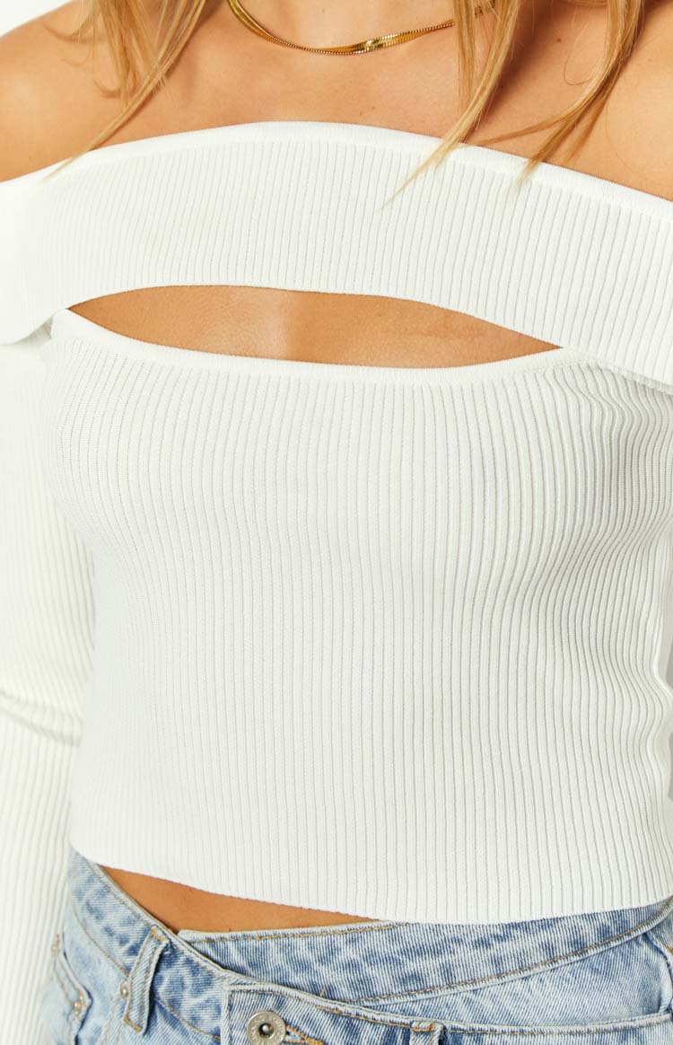 Ren White Rib Knit Long Sleeve Top – Beginning Boutique