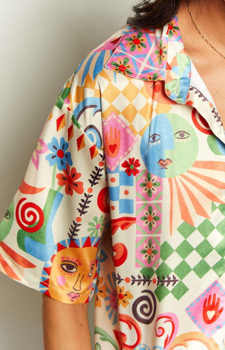 Resort Summer Print Satin Shirt – Beginning Boutique