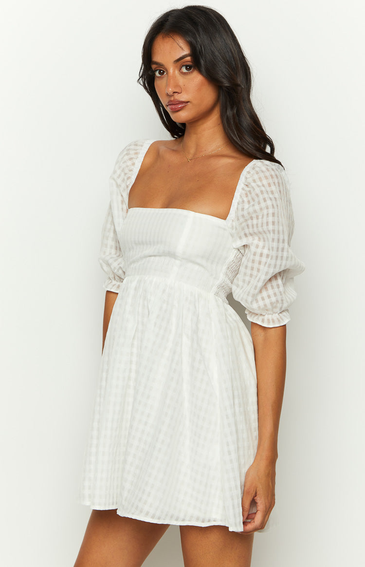 Rubi White Babydoll Mini Dress – Beginning Boutique