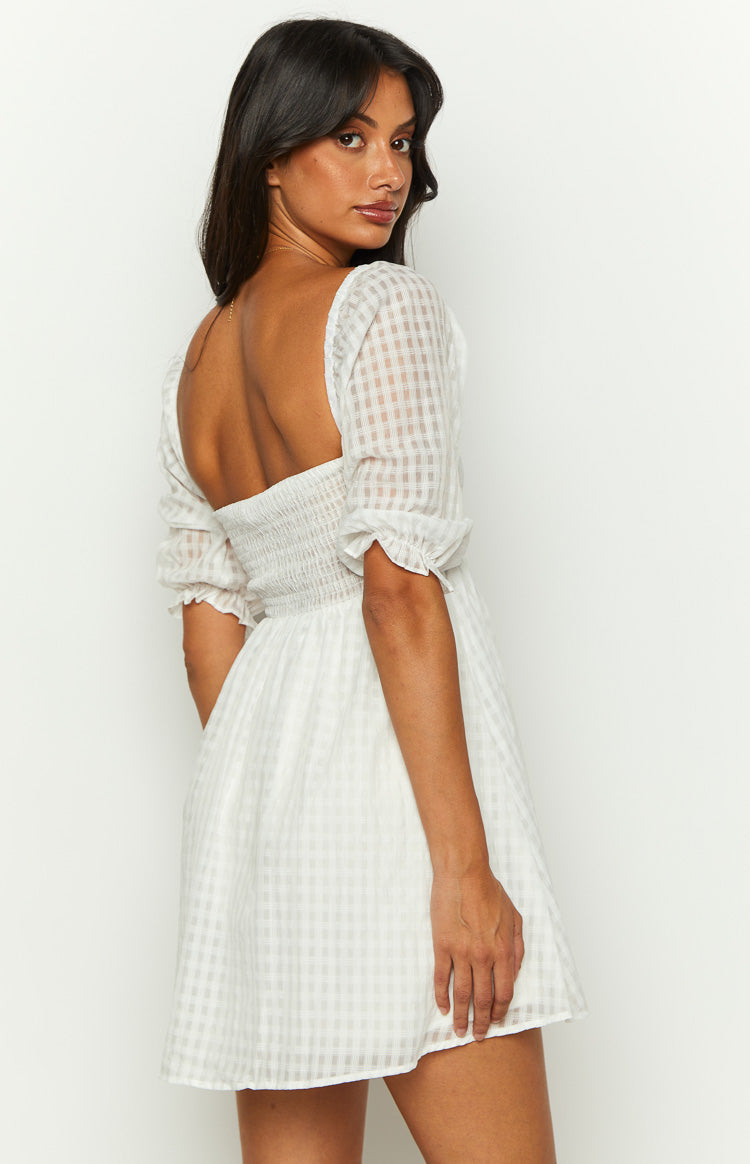 Rubi White Babydoll Mini Dress – Beginning Boutique