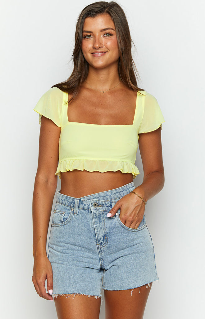 Rylee Yellow Chiffon Crop Top – Beginning Boutique