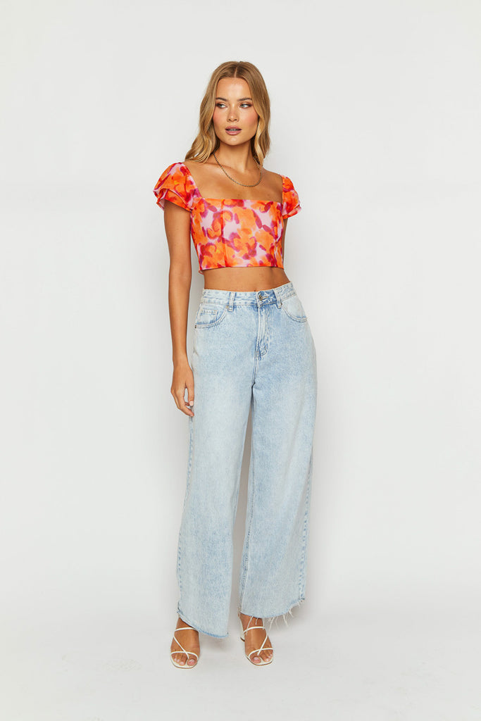 Sophia Azalea Pink Print Short Sleeve Crop Top – Beginning Boutique