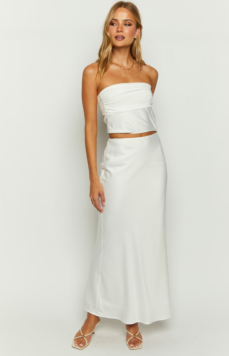 Starry Night White Strapless Satin Crop Top – Beginning Boutique
