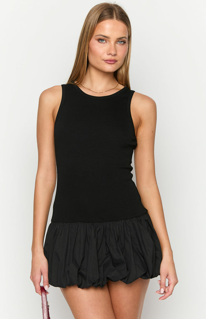 Stiles Black Bubble Mini Dress – Beginning Boutique