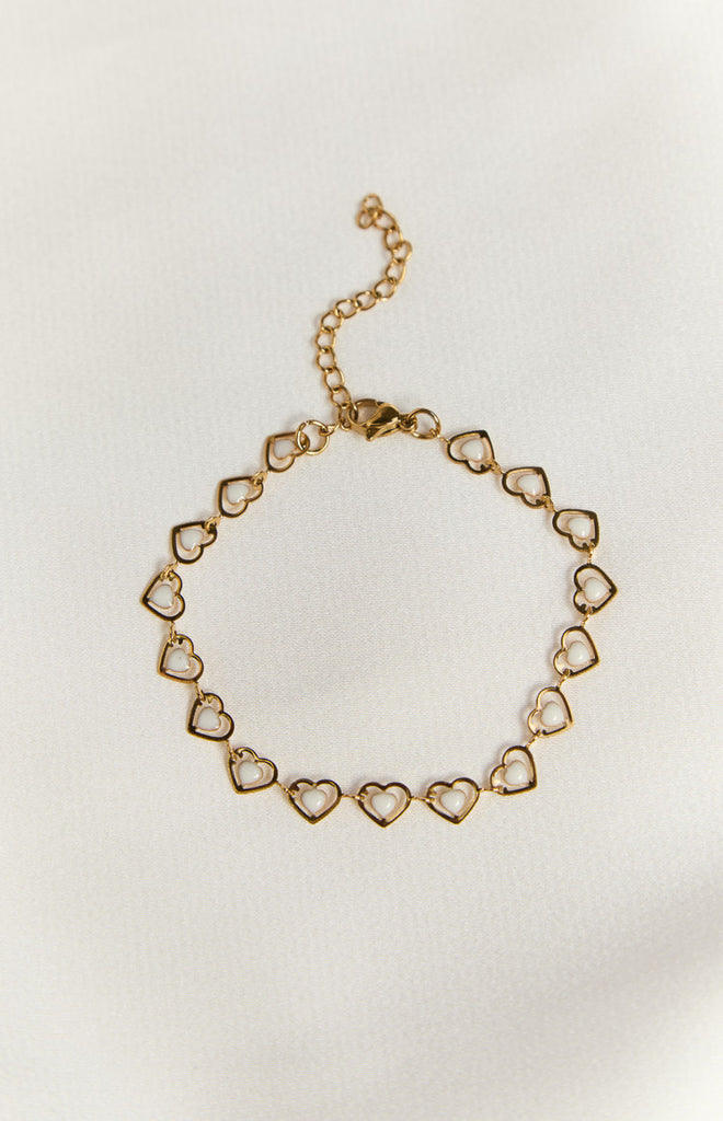 Taka Enamel Pearl Heart Bracelet – Beginning Boutique