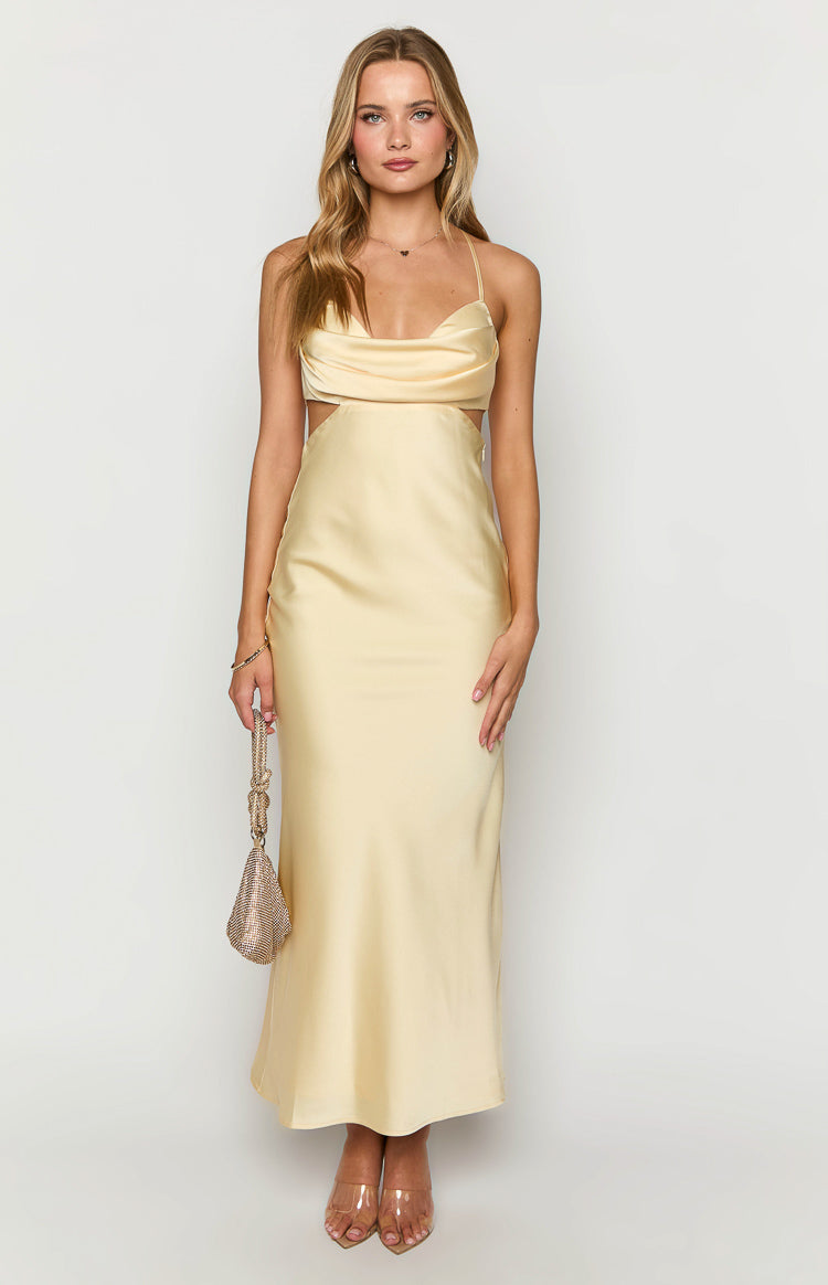 Taleah Yellow Cut Out Maxi Dress – Beginning Boutique