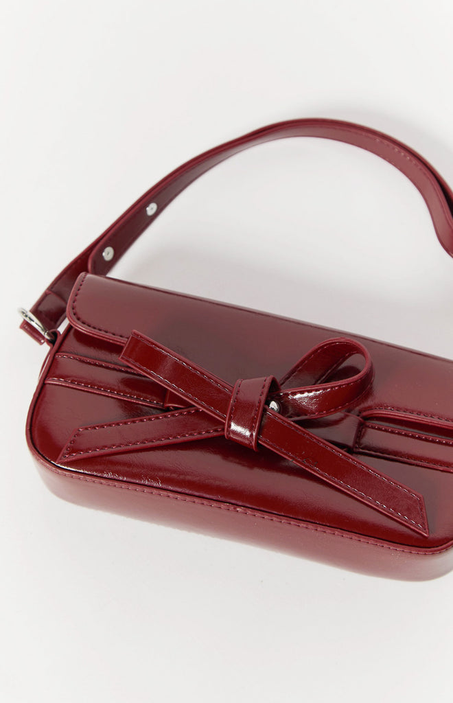Ursula Red PU Bow Bag – Beginning Boutique