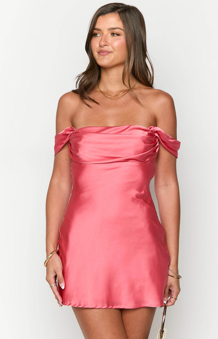 Zoella Pink Off The Shoulder Mini Dress – Beginning Boutique