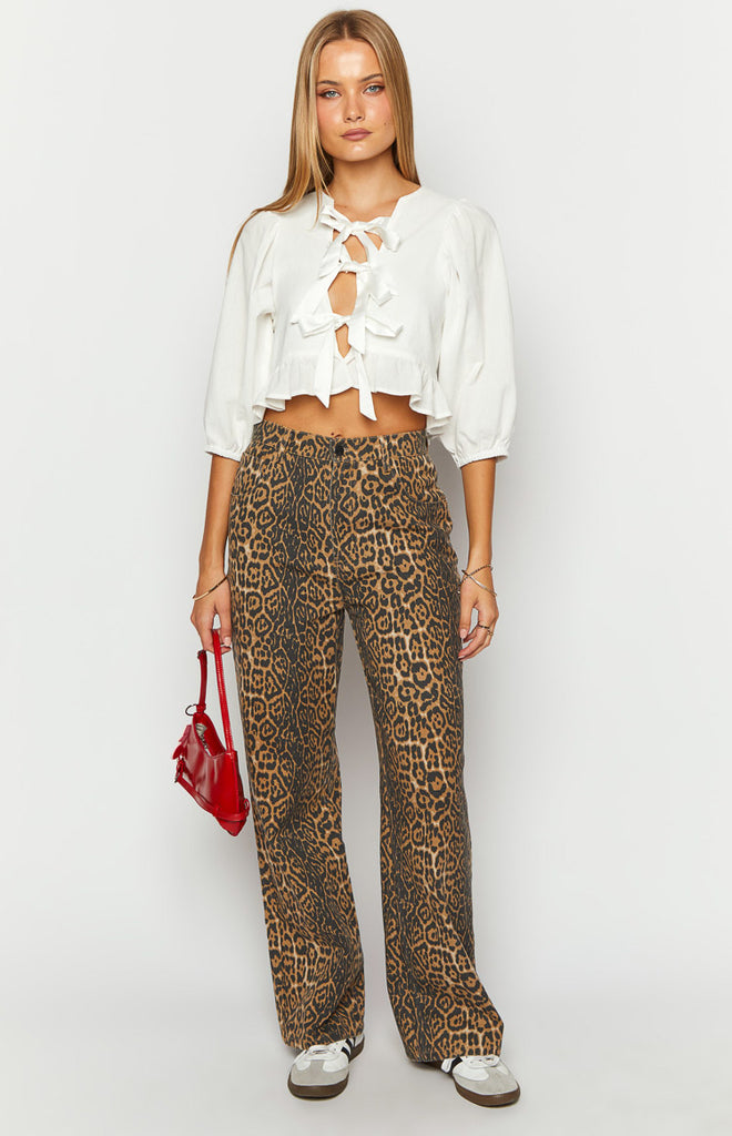 Brunet Leopard Print Straight Leg Jeans – Beginning Boutique