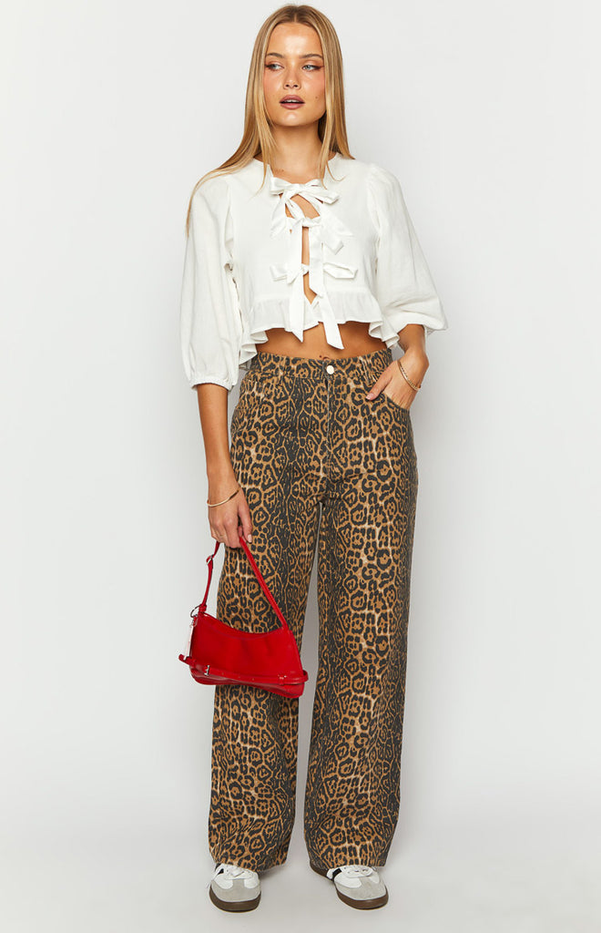 Brunet Leopard Print Straight Leg Jeans – Beginning Boutique