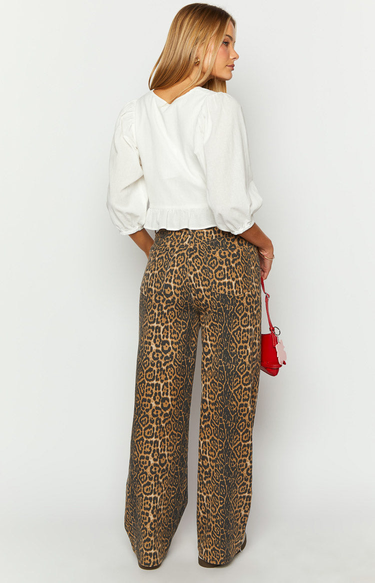 Brunet Leopard Print Straight Leg Jeans – Beginning Boutique