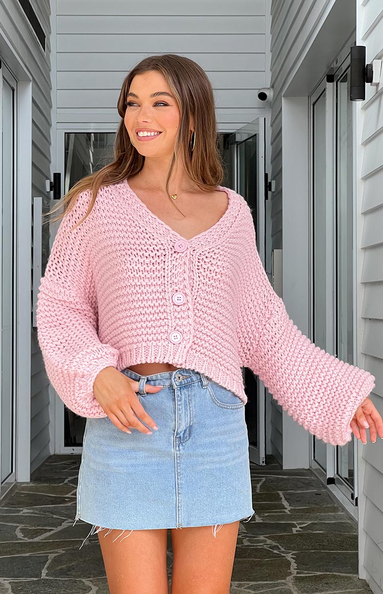 Jen Light Pink Knit Cardigan – Beginning Boutique