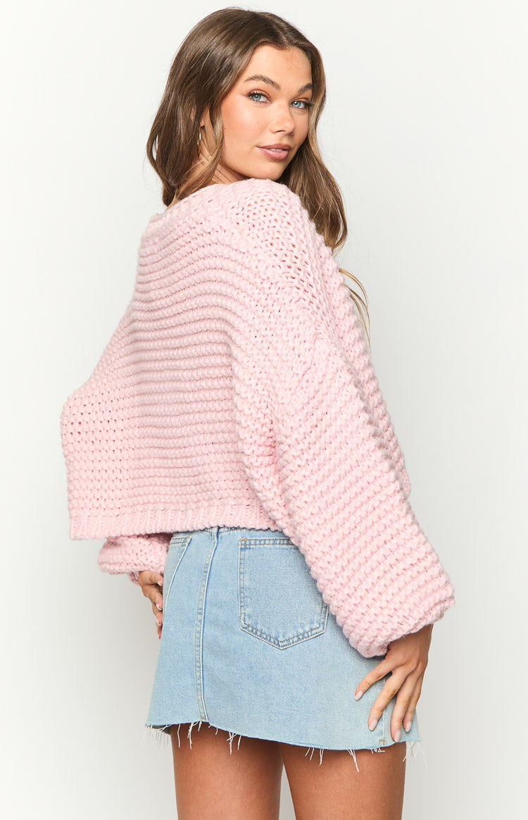 Jen Light Pink Knit Cardigan – Beginning Boutique
