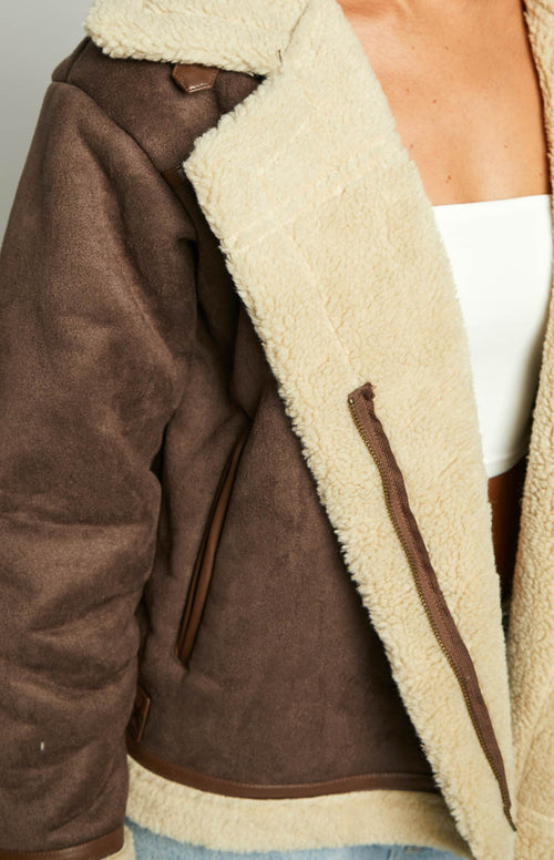 Aviator Brown Sherpa Jacket – Beginning Boutique