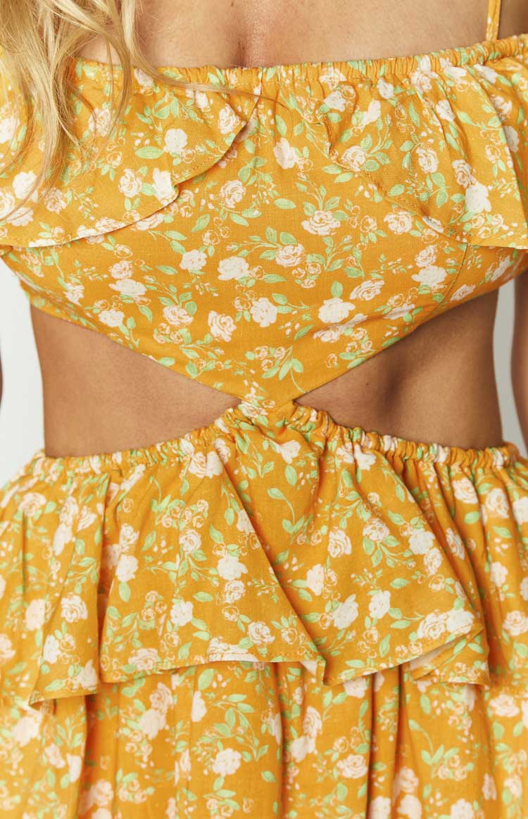 Alyssa Orange Floral Ruffle Mini Dress – Beginning Boutique