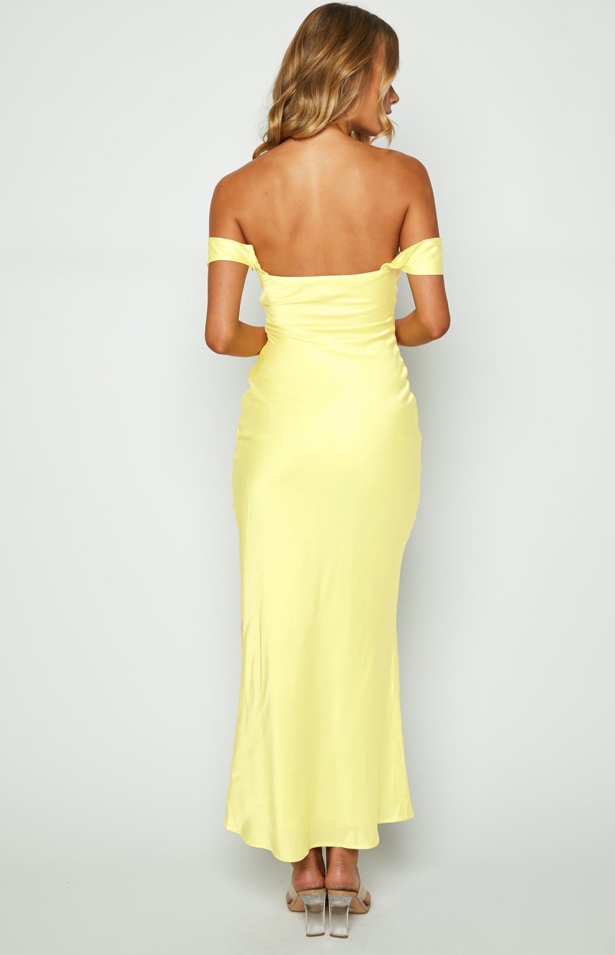 Ella Light Yellow Off Shoulder Formal Maxi Dress – Beginning Boutique