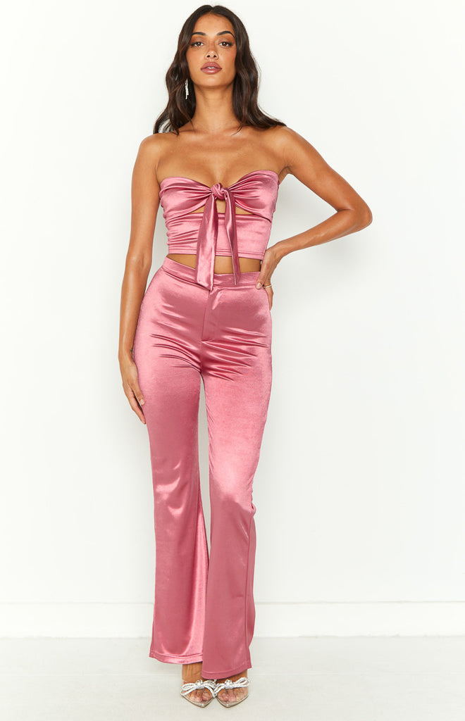 Indigo Pink High Waisted Flare Pants – Beginning Boutique
