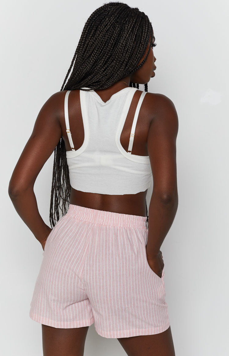 The Sarah Shorts Pink Pinstripe – Beginning Boutique