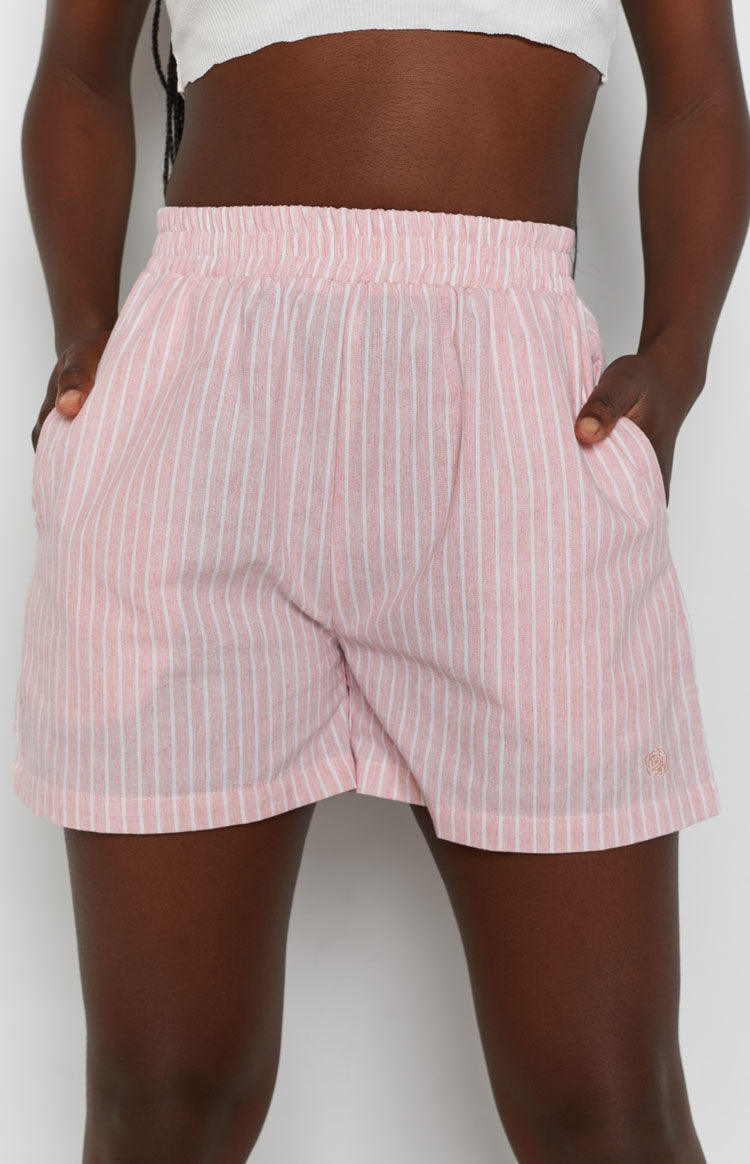 The Sarah Shorts Pink Pinstripe – Beginning Boutique
