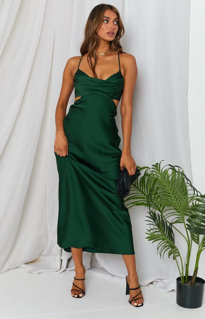 Taleah Cut Out Maxi Dress Green – Beginning Boutique