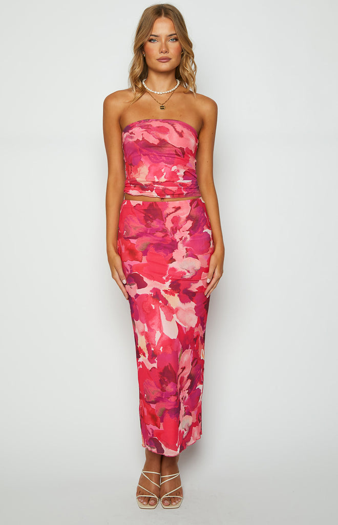 When in Rome Pink Print Mesh Maxi Skirt – Beginning Boutique