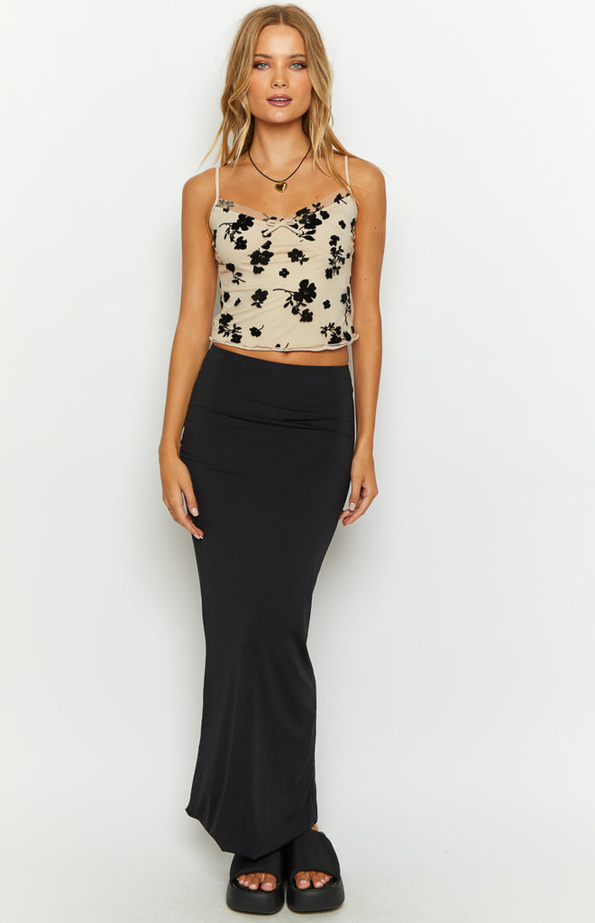Dylan Black and Beige Mesh Top – Beginning Boutique